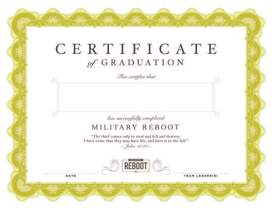 Graduate Certificate – REBOOT Recovery